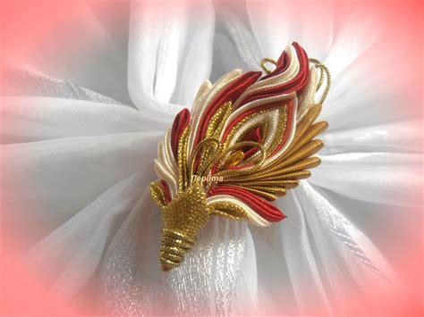 Как сделать брошь из лент своими руками канзаши МК Тканевые цветы Цветок из лент Канзаши