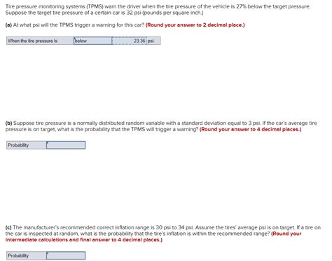 Solved Tire Pressure Monitoring Systems TPMS Warn The Chegg Com