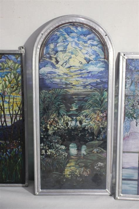 Set Of Three Vibrant Stained Glass Art Panels 65351