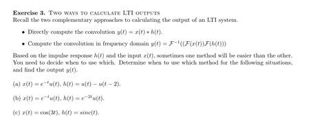Exercise 3 Two Ways To Calculate Lti Outputs Recall