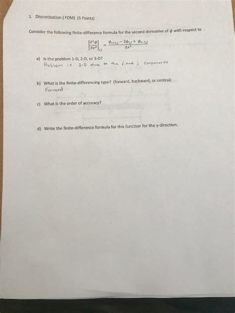 Solved 1 Discretization Fdm 5 Points Consider The