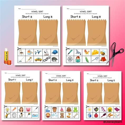 Free Long Vowel And Short Vowel Cut And Paste Workshe