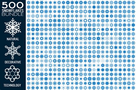 Dribbble 500 Snowflake Vector Shapes Bundle Cm Png By Pixaroma