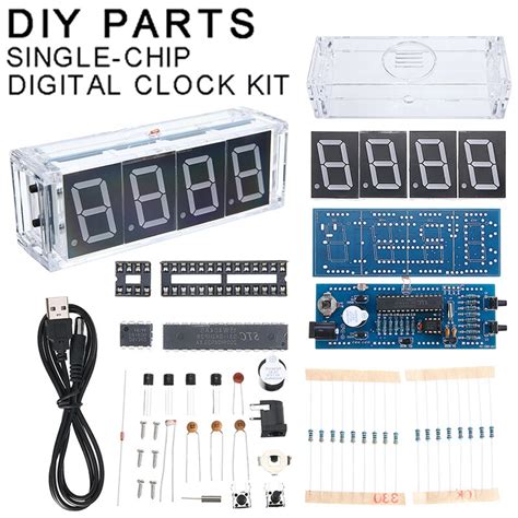 1Pc 4 Digit Diy Digitale Led Klok Kit Draagbare Li Grandado