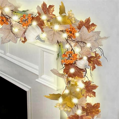 62ft Fall Garlands Autumn Garland With Lights And Timer