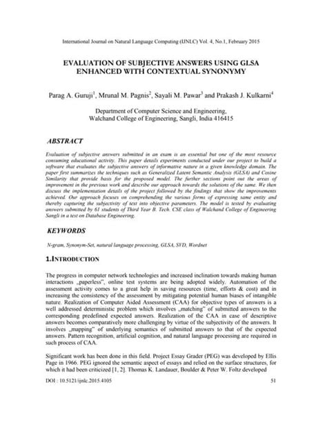 Subjective Evaluation Answer Ppt Pptx