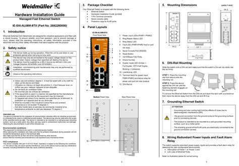 WeidmÜller Ie Sw Al08m 8tx Hardware Installation Manual Pdf Download Manualslib