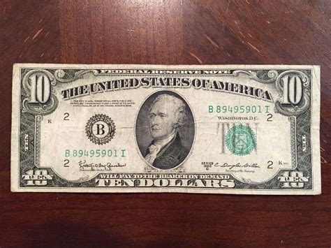 1950 10 Ten Dollar Bill ~c Douglas Dillon~ Rare Old Paper Money Us