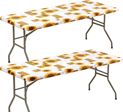 Qalfkad Rustic Daisy Flower Spring Fitted Rectangle Table