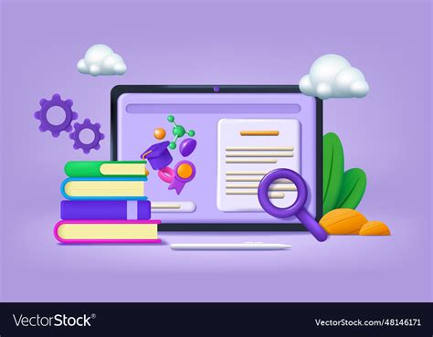 3d Education School Web Class Internet Course Vector Image