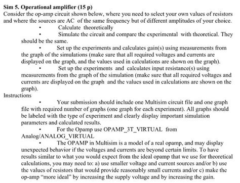 Sim 5 Operational Amplifier 15 P Consider The