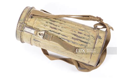 German Tan Camouflage Gas Mask Canister Set Named « Fank