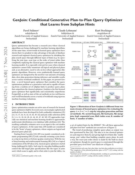 Pdf Genjoin Conditional Generative Plan To Plan Query Optimizer That Learns From Subplan Hints