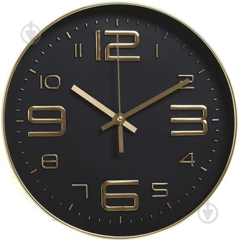 ᐉ Годинник настінний Ross 30х30х4 см золота рамка чорний циферблат • Краща ціна в Києві Україні