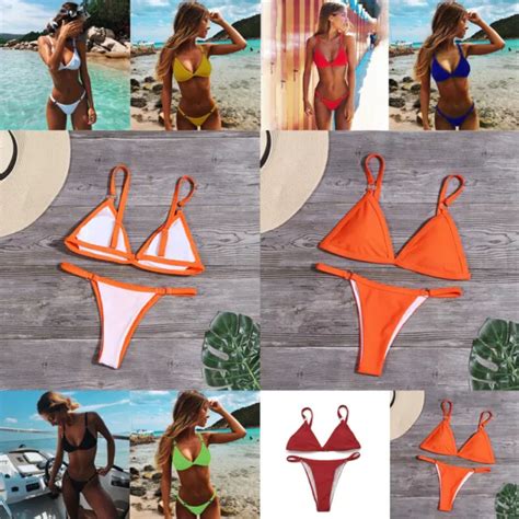 Sexy Low Waist Thong Underwear G String Bra Set Bikini Swimwear