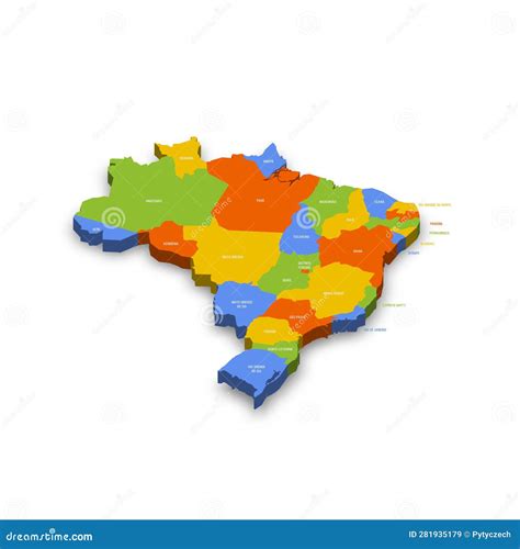 Brazil Political Map Of Administrative Divisions Vector Illustration