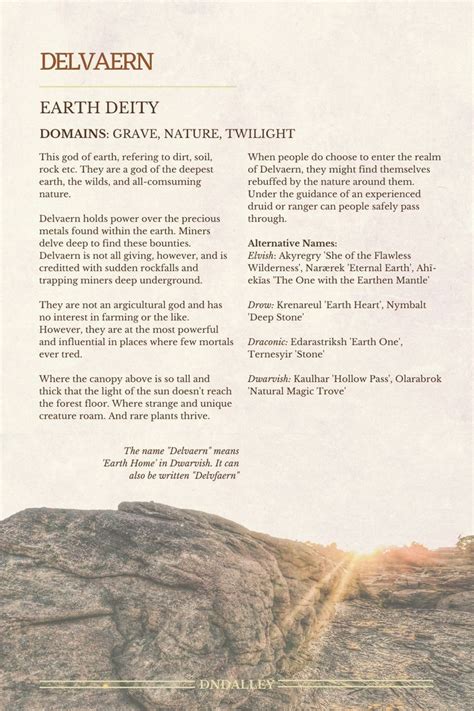 Delvaern Dwarvish Dnd Deity God Of Earth Inspiration