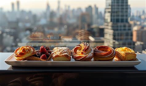 Pastries Presented On A Modern Dessert Platter Again Premium Ai