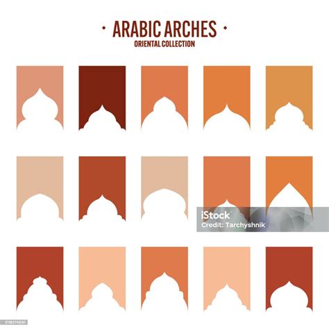 이슬람 프레임 동양 스타일의 물건 아랍 모양 창문 및 아치 전통 장식용 현수막 액자 무슬림 휴일 라마단 카림 현대 동양 건축 벡터 일러스트 레이 션 0명에 대한 스톡 벡터