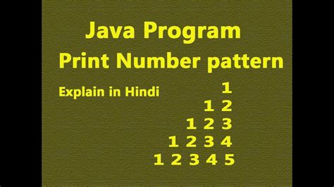 How To Print Number Pattern In Java Hindi Youtube