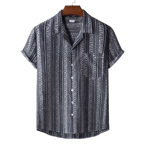Poteti Mens Summer Shirt Beach Hawaiian Short Sleeve Casual Tropical
