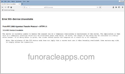 Weblogic Console Access Fails With Error 503 Service Unavailable