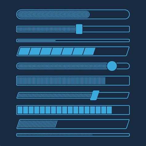 Premium Vector Futuristic Download Progress Loading Bar Set Isolated