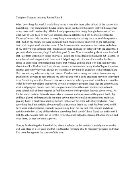 Learning Journal Unit 8 This Could Mainly Be Due To How This Is Just Before The Exams That