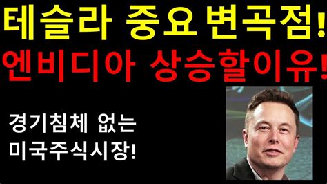 테슬라 중요 변곡점 구간 이때가 투자 최적기인 이유 엔비디아 상승할 이유 결국 애플처럼 상승하나 경기침체가 없는 주식시장의 상승폭은 얼마나 더 오를까 Youtube