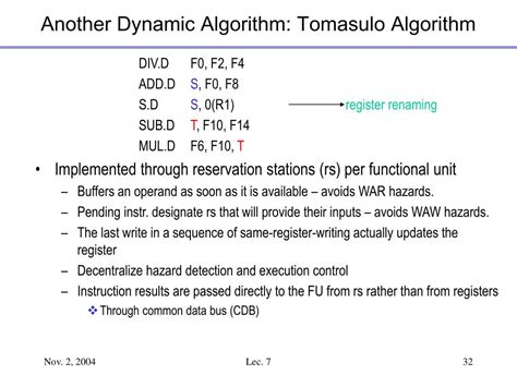 Ppt Lecture 6 Score Board Contd And Tomasulos Algorithm Powerpoint