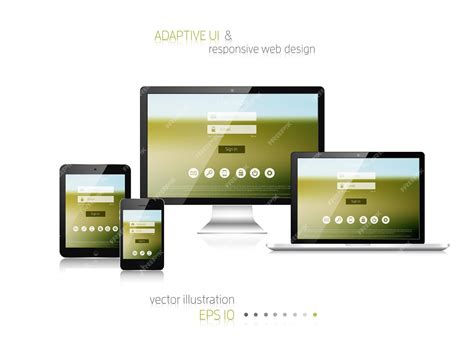 Premium Vector Responsive Web Design Adaptive User Interface Digital Devises Laptop Tablet