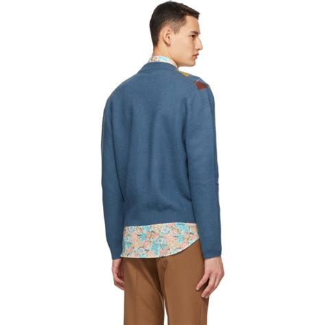 Gucci Blue Wool Argyle Cardigan Gucci