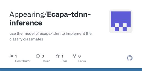 Github Appearingecapa Tdnn Inference Use The Model Of Ecapa Tdnn To Implement The Classify