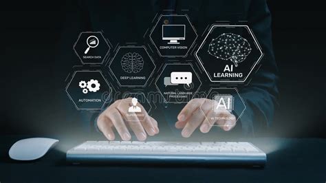 Ai Learning Concept Infographic With Deep Learning Nlp And Automation Elide Stock Image