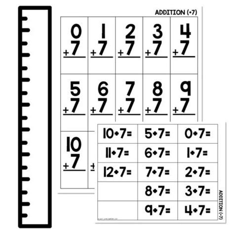 Math Fact Fluency Sticks Math Fact Fluency Practice Flashcards Addition 7 Lucky Little