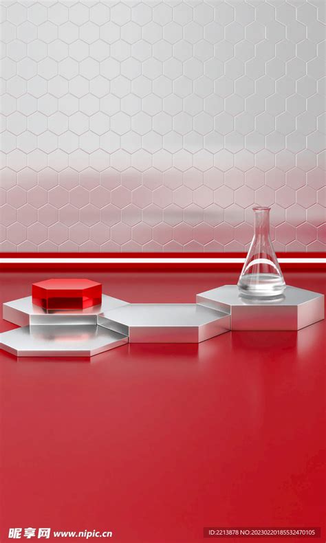 红色科技3D产品展示C4D场景设计图 展示模型 3D设计 设计图库 昵图网