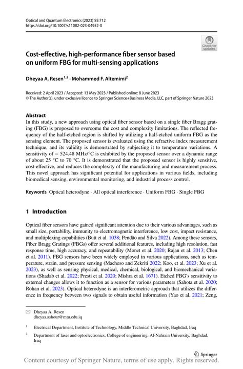 Cost Effective High Performance Fiber Sensor Based On Uniform Fbg For Multi Sensing