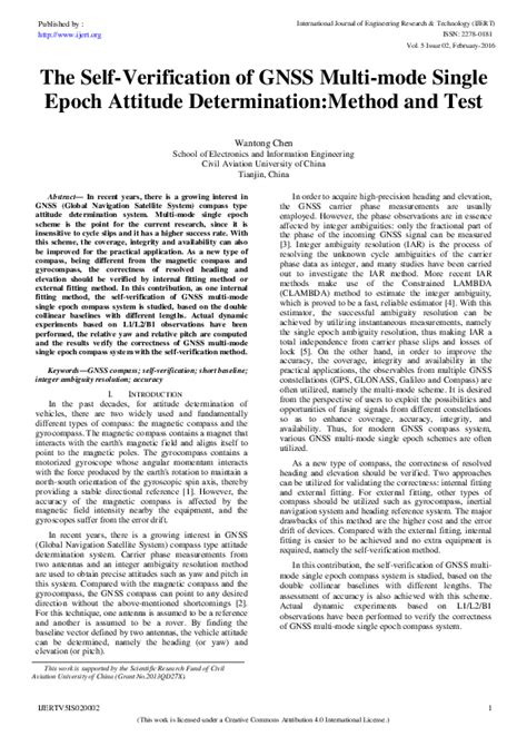 Pdf Ijert The Self Verification Of Gnss Multi Mode Single Epoch