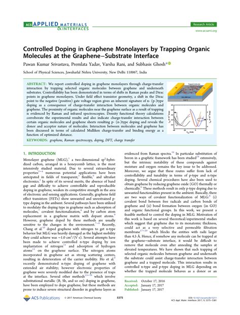 Pdf Controlled Doping In Graphene Monolayers By Trapping Organic