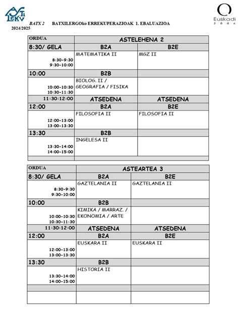 Horario De Clases Batx 2024 2025 Pdf