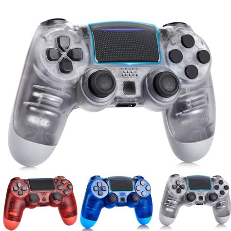Wireless Controller Dual Vibration Game Joystick Controller For Ps4 Slim Pro Console Crystal