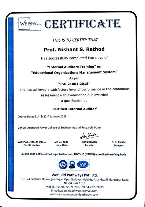 Im Happy To Shared That Im Successfully Completed Internal Iso Auditor… Nishant Rathod