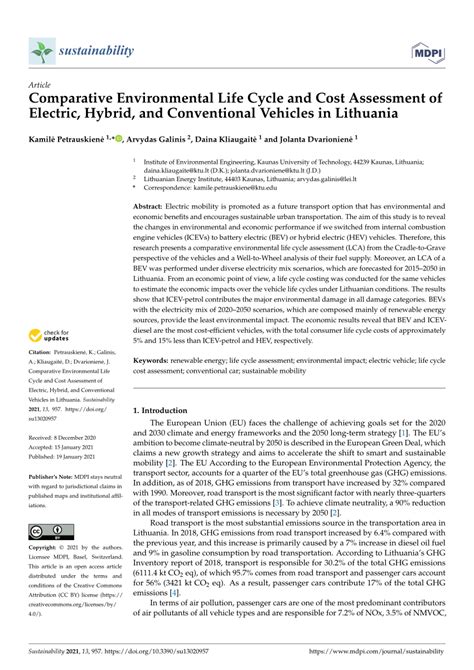 Pdf Comparative Environmental Life Cycle And Cost Assessment Of Electric Hybrid And