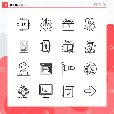 Collection Of 16 Vector Icons In Line Style Modern Outline Symbols For