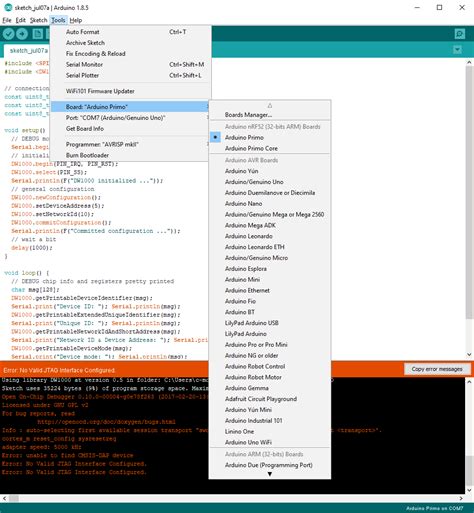 Dwm Upload Problem Jtag Interface Not Configured Issue Thotro Arduino Dw Github