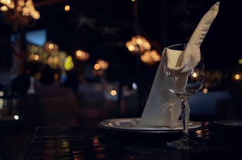 Premium Photo Romance Dinner Restaurant Table Setting Background In