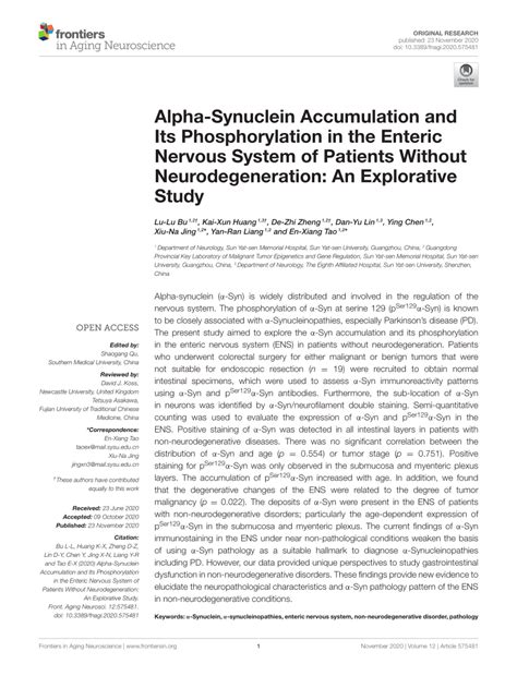 Pdf Alpha Synuclein Accumulation And Its Phosphorylation In The