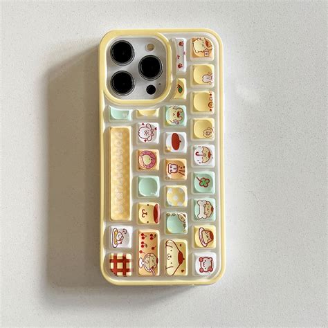 Kawaii Cartoon Hello Kitty Purin 3d Keyboard For Phone 15 Pro Max 14 13 12 11 16 Pro Fully
