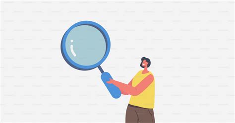 돋보기를 들고 있는 여자 캐릭터가 심문 지점에서 그것을 들여다보고 있다 자주 묻는 질문 쿼리 조사 정보 검색의 개념입니다 만화 벡터 일러스트레이션 벡터