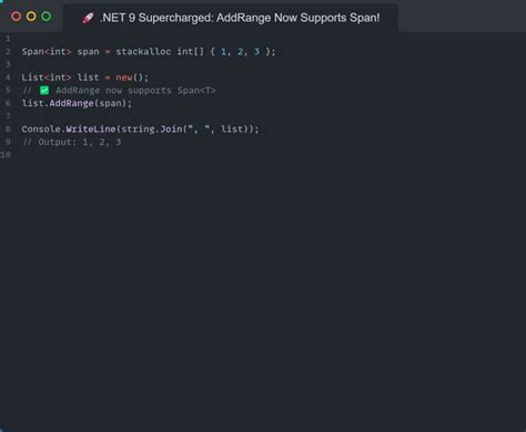 dotnet9 csharp spant addrange performancematters cleancode